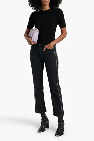 FRAME Le Sleek Straight Studded Jeans - Black