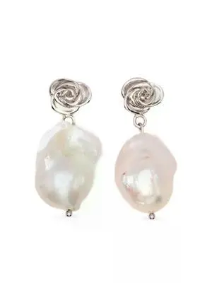 Magda Butrym Rose Pearl Drop Earrings - Silver
