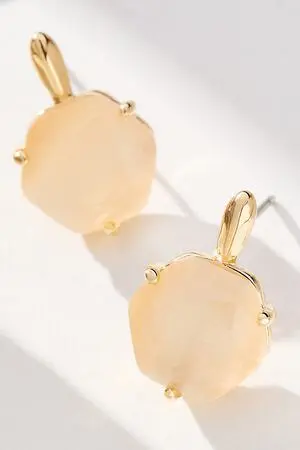 Anthropologie Hexagon Stone Post Earrings - Cream Cats Eye
