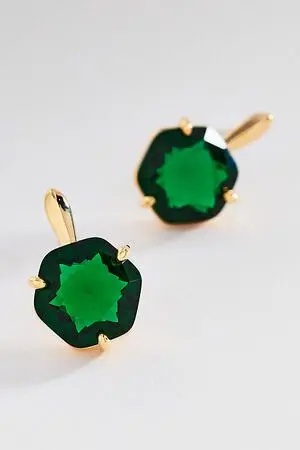 Anthropologie Hexagon Stone Stud Earrings - Kelly