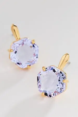 Anthropologie Hexagon Stone Stud Earrings - Lilac