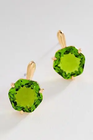 Anthropologie Hexagon Stone Stud Earrings - Lime