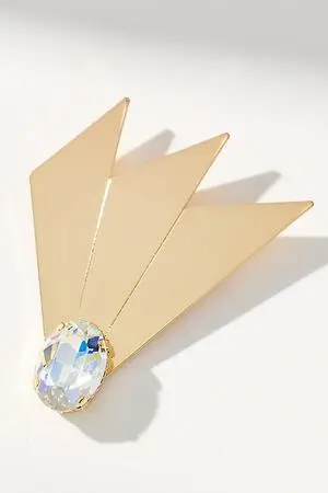 Anthropologie Angular Crystal Brooch - Gold