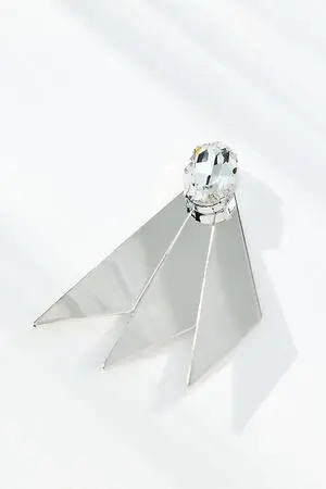 Anthropologie Angular Crystal Brooch Silver