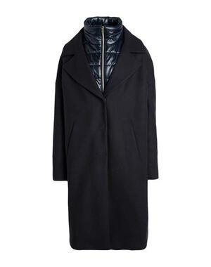 Herno Camel Coat In Virgin Wool And Polyamide - Navy