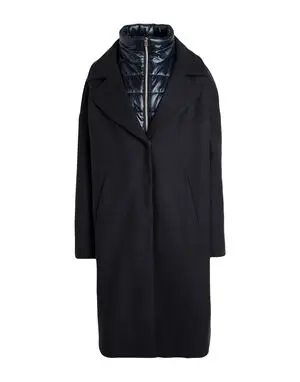 Herno Camel Coat In Virgin Wool And Polyamide - Navy