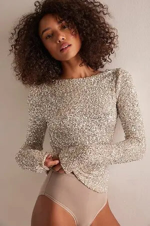 Free People Leading The Way Long Sleeve - Silver