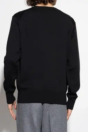 AMI Paris Wool Sweater With Logo - Black