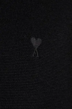 AMI Paris Wool Sweater With Logo - Black
