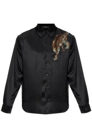 Versace Silk Shirt With Shimmering Appliqués