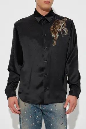 Versace Silk Shirt With Shimmering Appliqués