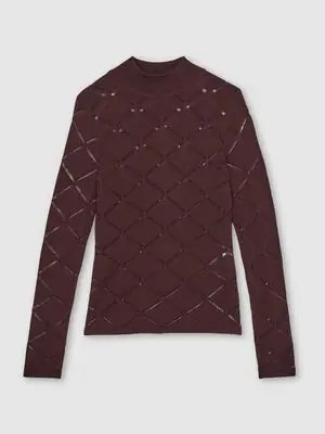 REISS Seren Laser-cut Knit Top