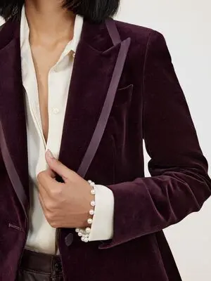 REISS Elia Velvet Single-breasted Suit Blazer - Burgundy
