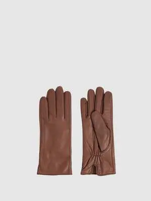 REISS Giselle Leather Gloves - Tan