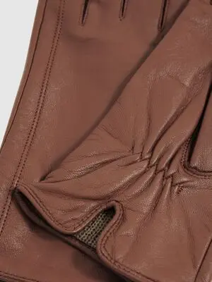 REISS Giselle Leather Gloves - Tan