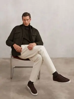 REISS Liam Wool-blend Twin-pocket Overshirt - Khaki Green