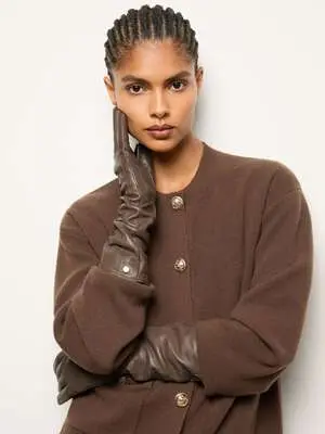 REISS Iris Long Leather Gloves
