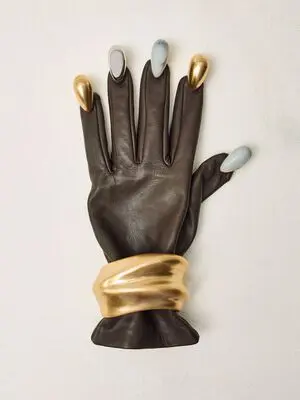 REISS Harriet Leather Gloves With Gold-tone Hardware