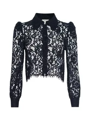 L'Agence Anita Lace Blouse Top - Black