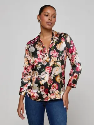 L'Agence Dani Silk Floral Blouse