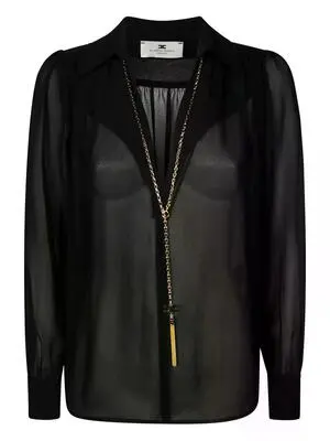 Elisabetta Franchi Georgette Buttoned Collared Shirt