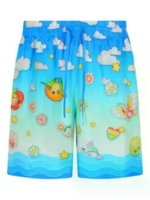 Casablanca Printed Silk Bermuda Shorts - Blue