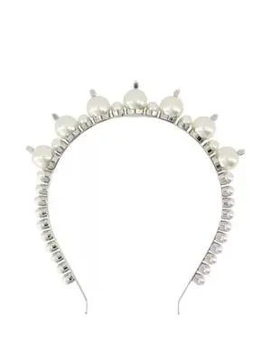 Simone Rocha Crystal And Faux Pearl Embellished Hairband - Silver