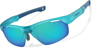 Zenni Wrap-Around Half-Rim Sunglasses Blue