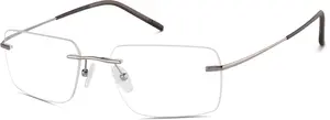 Zenni Rectangle Titanium Rimless Eyeglasses - Brown