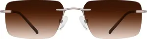 Zenni Rectangle Titanium Rimless Eyeglasses - Brown