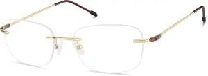 Zenni Zenni Rectangle Titanium Rimless Eyeglasses Gold
