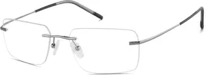 Zenni Zenni Rectangle Titanium Rimless Eyeglasses Gray