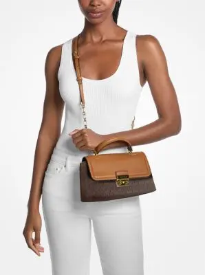 Michael Kors Tribeca Medium Signature Logo Satchel - Brown