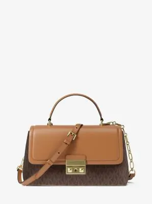 Michael Kors Tribeca Medium Signature Logo Satchel - Brown
