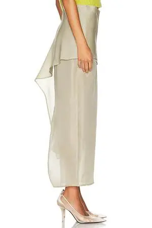 HELSA The Silk Gazar Skirt With Drape - Stone