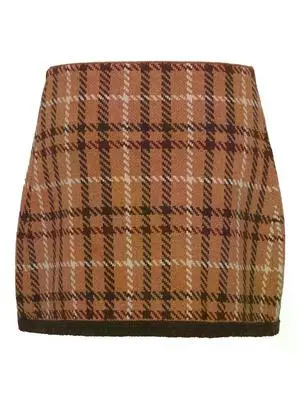 Cara Cara Plaid Mini Skirt - Brown