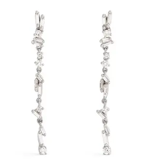 SUZANNE KALAN Gold And Diamond Drop Earrings - White