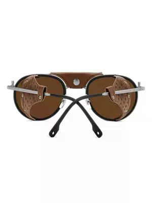 Carrera Eyewear Leather-shield Round-frame Sunglasses