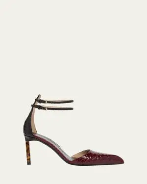 TOM FORD Python-effect Stiletto T-strap Pumps