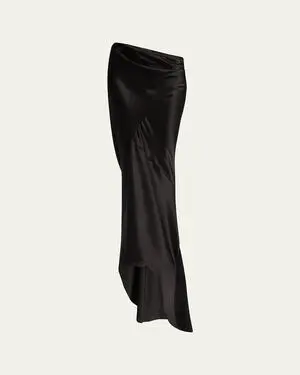 TOM FORD Asymmetric Satin Maxi Skirt - Black