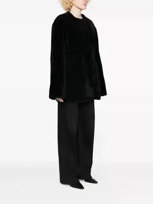 TOTEME Belted Shearling Jacket - Black