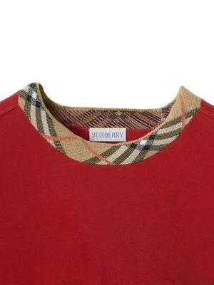 Burberry Check-trimmed Wool Sweater - Red
