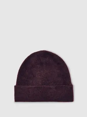 REISS Alba Cashmere Beanie Burgundy