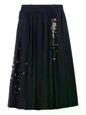 Prada Pleated Embellished Midi Skirt