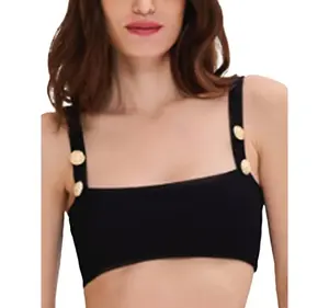 PatBO Merian Knit Bikini Top - Black