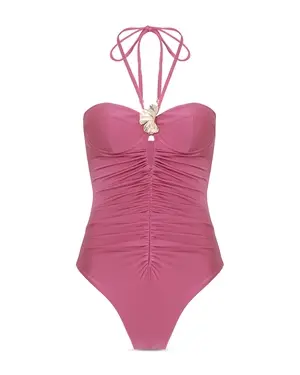 PatBO Seashell Halterneck One Piece Swimsuit
