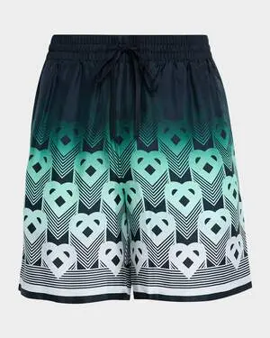 Casablanca Silk Monogram Drawstring Shorts - Green