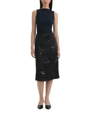 NVLT Embellished Midi Skirt - Black