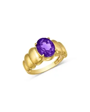 Bloomingdale'S 14k Yellow Gold Amethyst Ring - Gold/amethyst