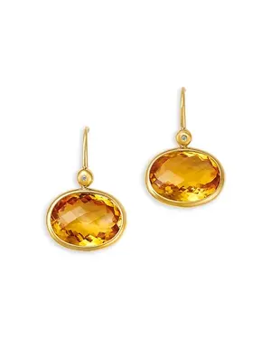 Bloomingdale'S Citrine And Diamond Drop Earrings - Orange/gold